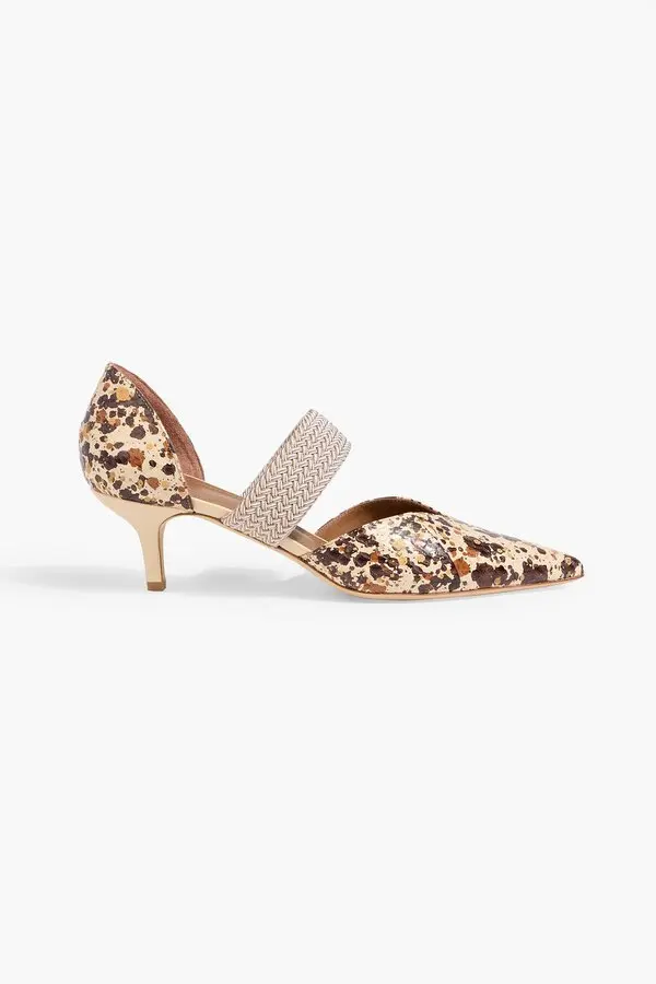 MALONE SOULIERS Maisie Metallic Printed Elaphe Pumps - Beige