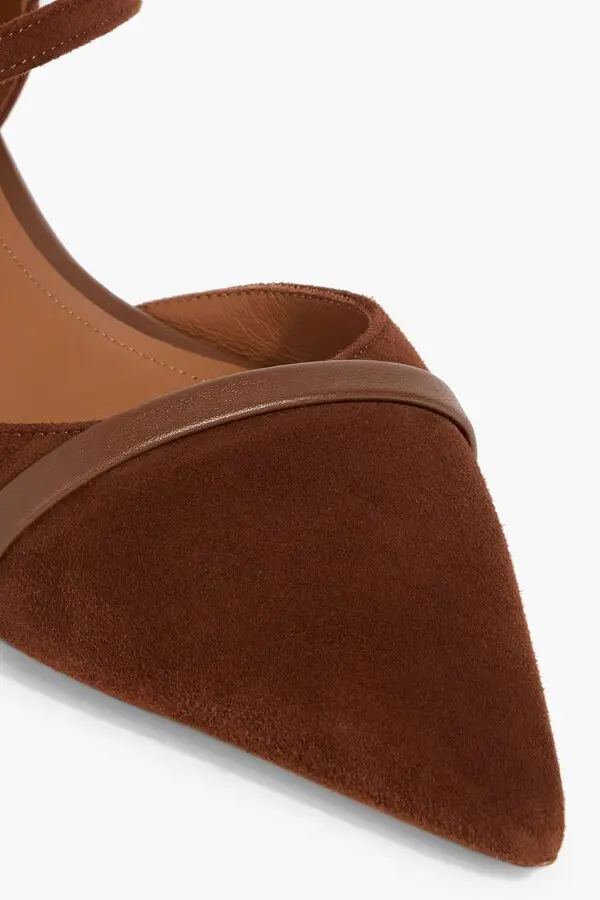 MALONE SOULIERS Ulla Leather-trimmed Suede Flats