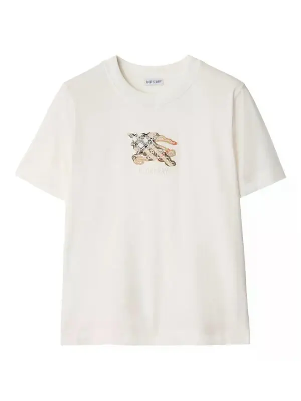 Burberry Knight Check Cotton T-shirt - White