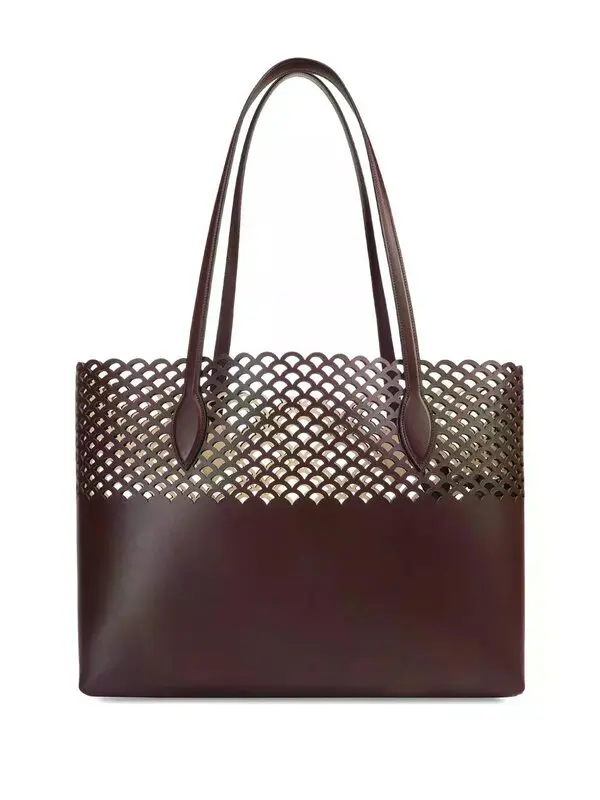 SERGIO ROSSI Sr Mermaid Scallop-detail Leather Tote Bag - Brown