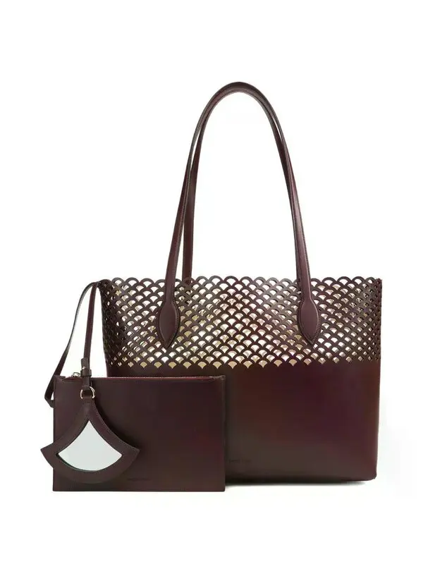 SERGIO ROSSI Sr Mermaid Scallop-detail Leather Tote Bag - Brown