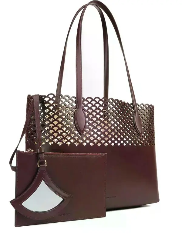 SERGIO ROSSI Sr Mermaid Scallop-detail Leather Tote Bag - Brown