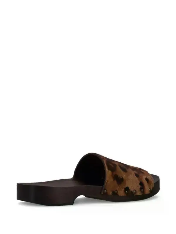 LA ROSE Leopard Print Leather Slides