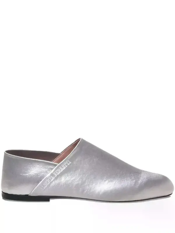 Alberta Ferretti Logo-debossed Leather Loafers - Silver