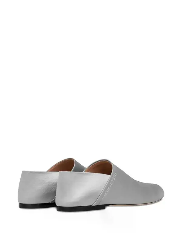 Alberta Ferretti Logo-debossed Leather Loafers - Silver
