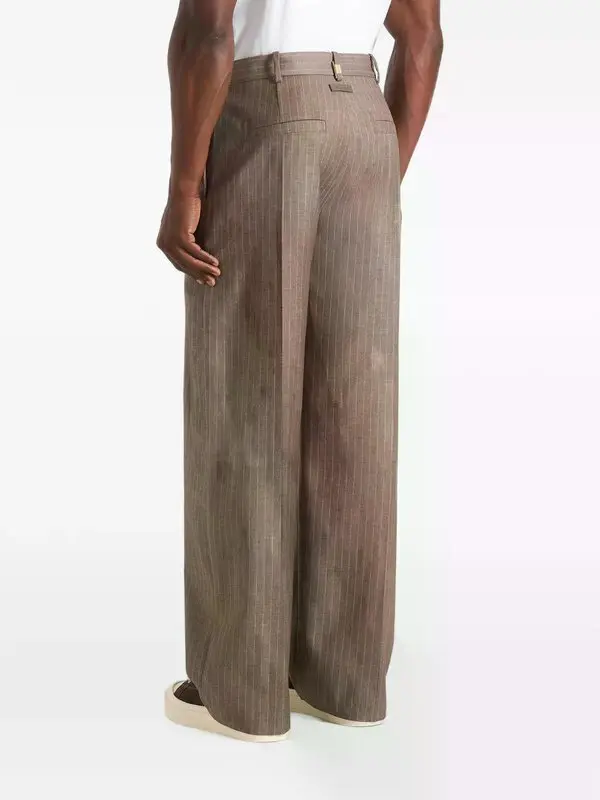 Manière De Voir Wide Leg Pinstripe Tailored Trousers With Wrap Detail - Brown