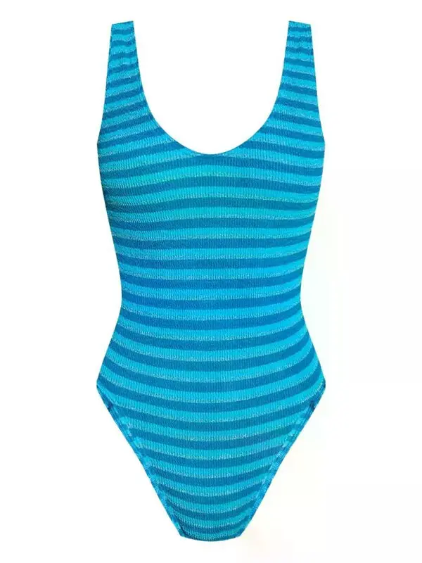 Bond Eye Striped Ribbed One-piece Swimsuit - Blue
