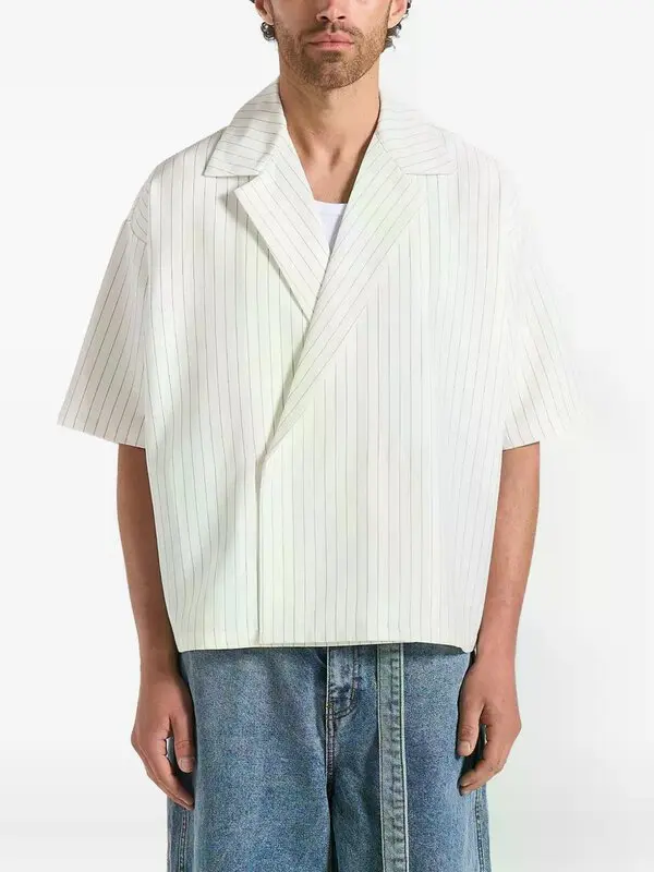 Manière De Voir Abel Boxy Pinstripe Double-breasted Shirt - White