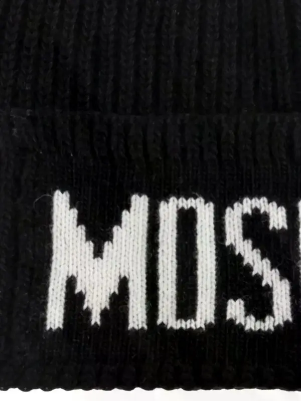 Moschino Logo Knit Beanie - Black