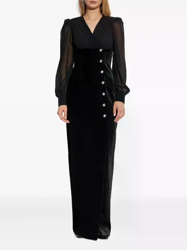 Alessandra Rich Jewel-button Velvet Dress - Black
