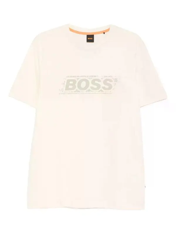 BOSS Logo-print Cotton T-shirt - Neutrals