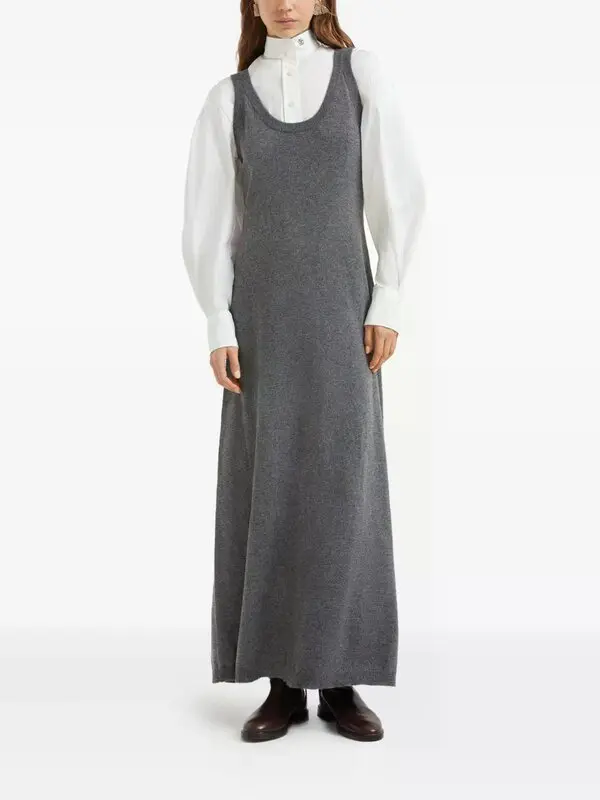 Brunello Cucinelli Round-neck Knit Midi Dress - Grey