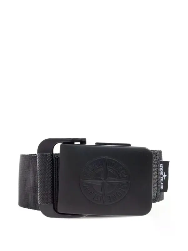 Stone Island Compass-logo Buckle Belt - Black