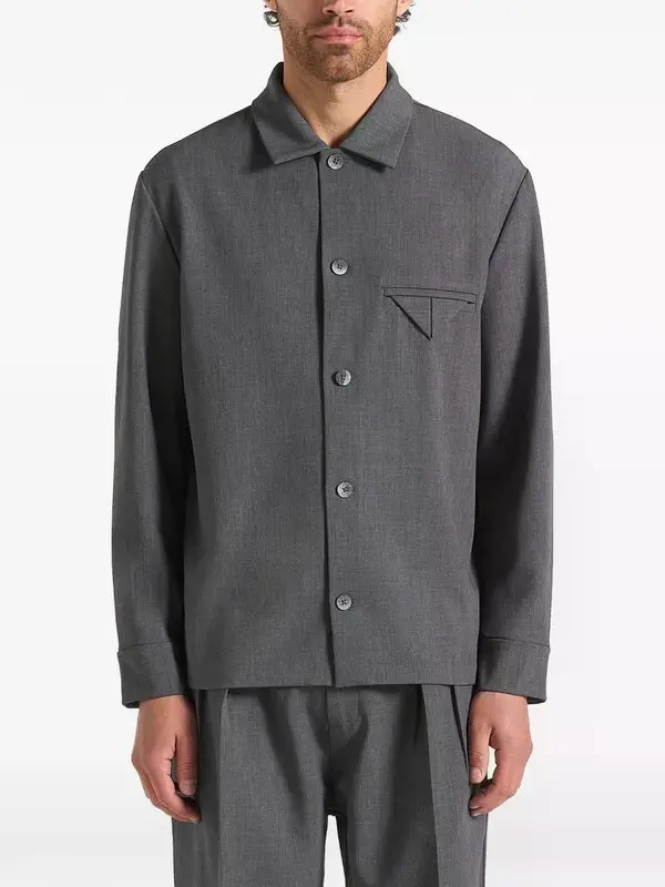 Manière De Voir Leo Hatched Tailored Overshirt - Grey