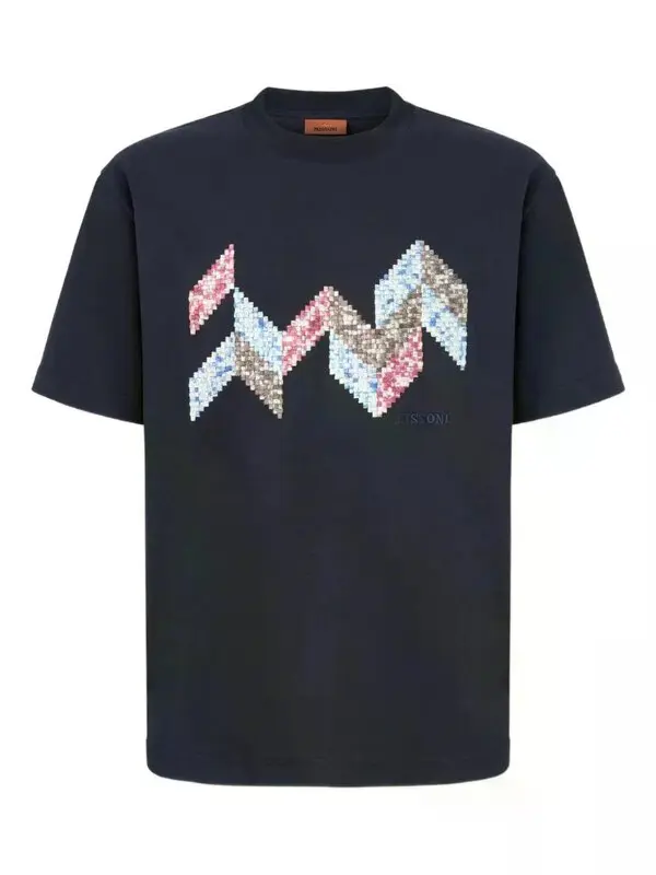Missoni Geometric-pattern Cotton T-shirt - Blue