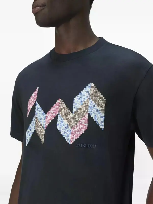 Missoni Geometric-pattern Cotton T-shirt - Blue