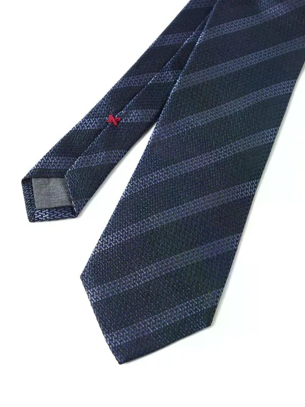 Brunello Cucinelli Striped Silk Neck Tie - Blue