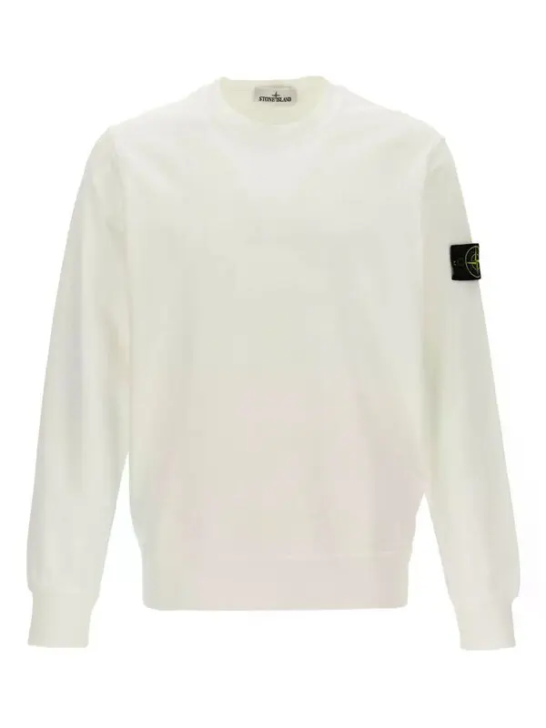 Stone Island Crew-neck Sweatshirt With Logo Badge - White