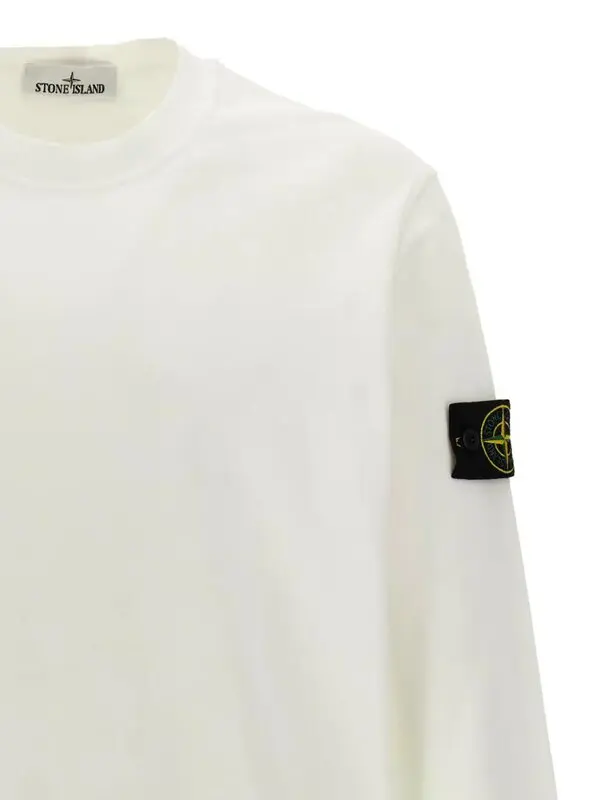 Stone Island Crew-neck Sweatshirt With Logo Badge - White