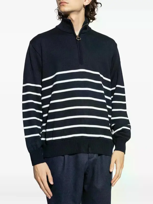 Paul & Shark Striped Half-zip Wool Sweater