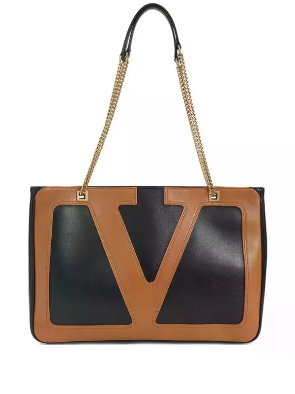 Valentino Garavani V-detail Chain Tote Bag - Black