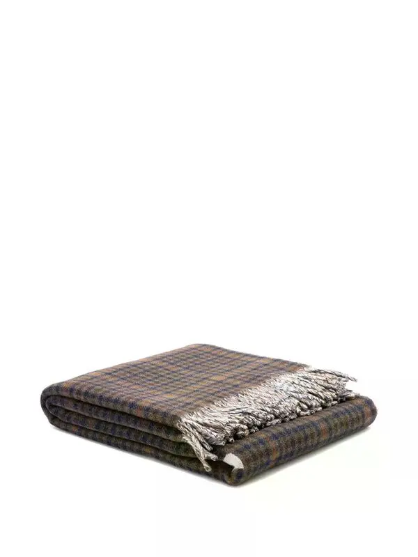 AUTRY Checked Fringed Throw - Brown