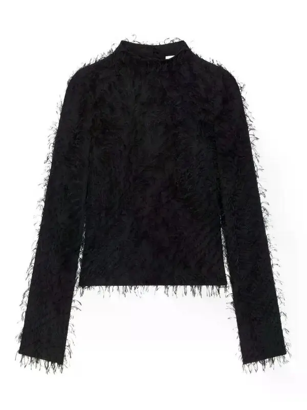 COURREGES Feather-embellished Long-sleeve Top