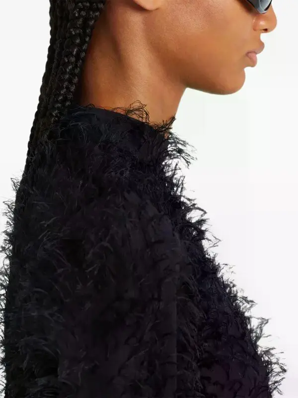 COURREGES Feather-embellished Long-sleeve Top
