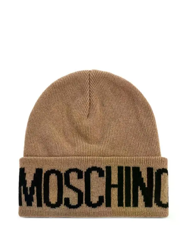 Moschino Logo-detail Wool Beanie - Brown