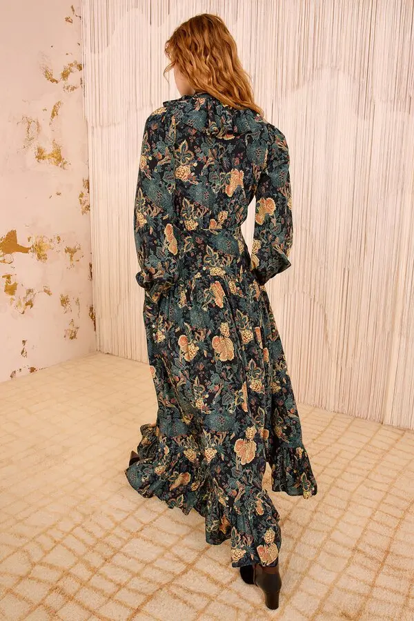 Circe Silk Long Sleeve Maxi Dress