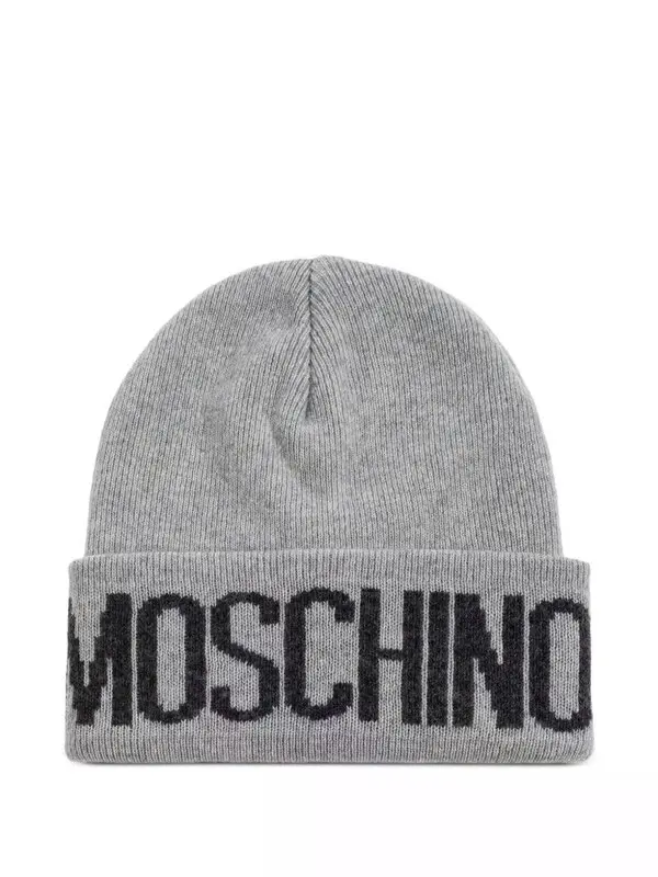 Moschino Logo Jacquard Beanie - Grey