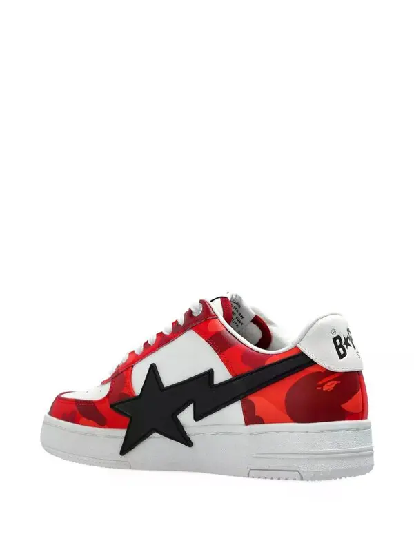 A BATHING APE Leather Star-embellished Lace-up Sneakers