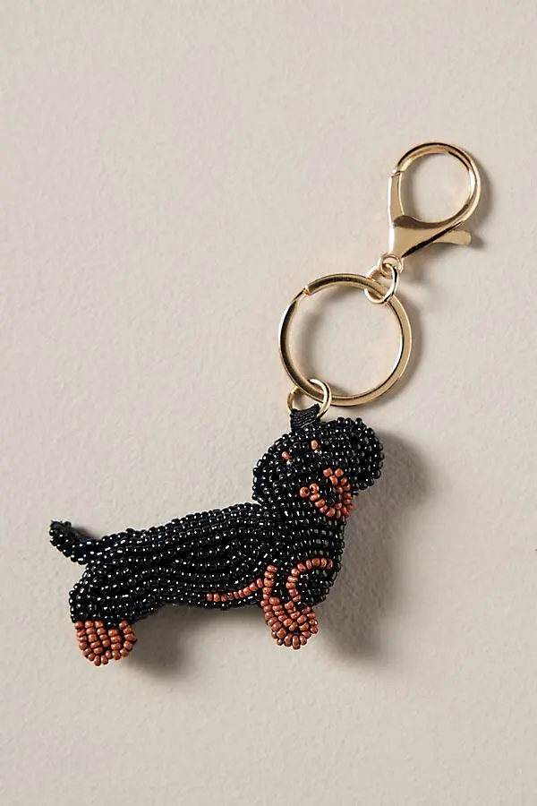 Anthropologie Beaded Dog Bag Charm - Dachshund