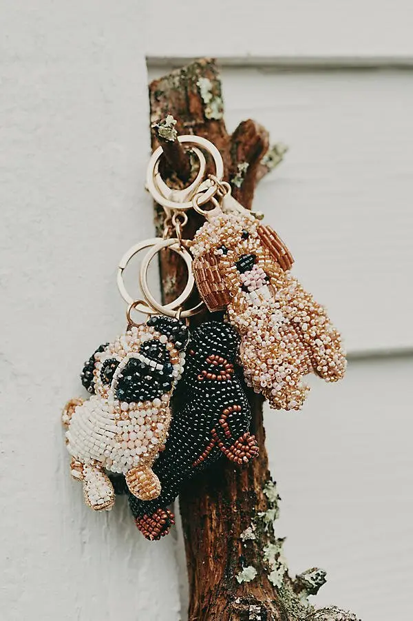 Anthropologie Beaded Dog Bag Charm - Pug