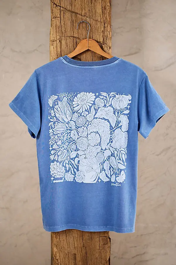 TERRAIN Botanical Print Cotton T-shirt - Blue