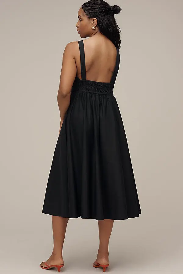 Maeve Sleeveless V-Neck Tie-Waist Midi Dress In Black - 64% Off |  Editorialist