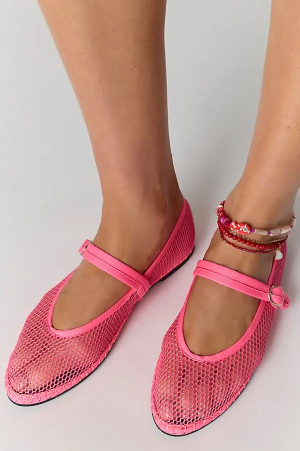 FLABELUS Isabella Mesh Mary Janes - Fuchsia