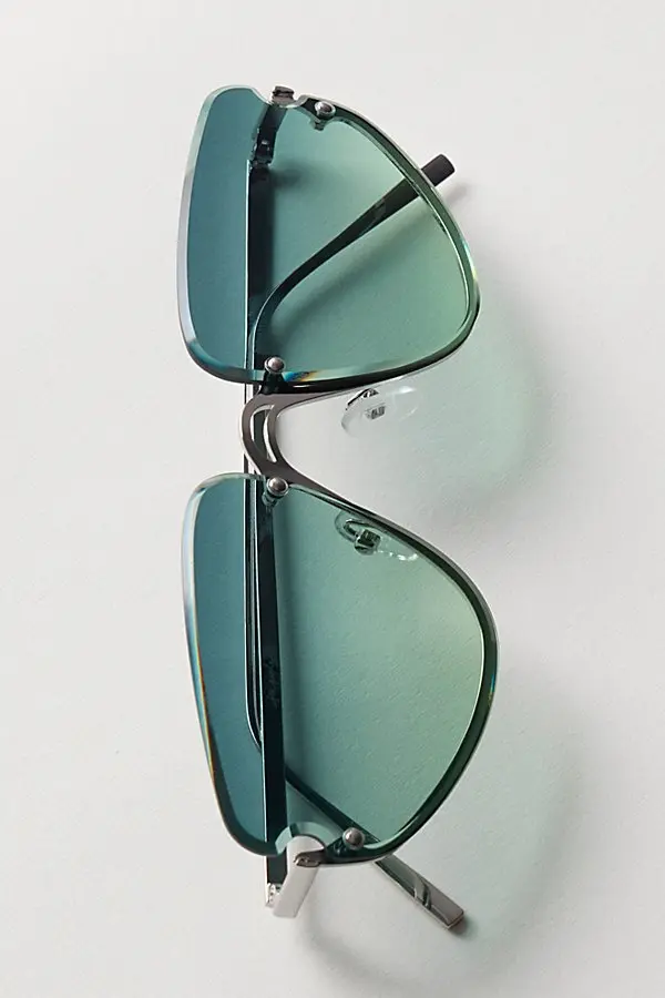 Free People Bennie Rimless Sunglasses - Silver/lime