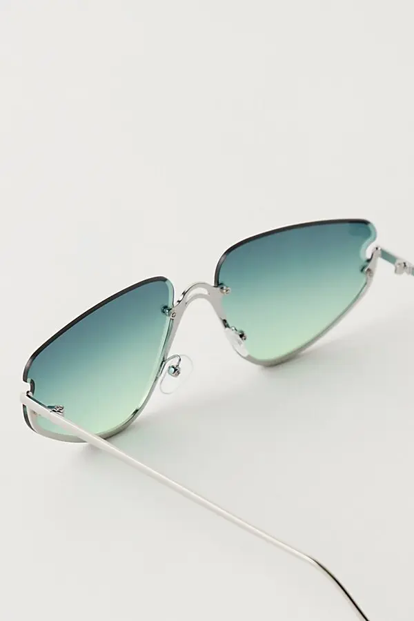 Free People Bennie Rimless Sunglasses - Silver/lime