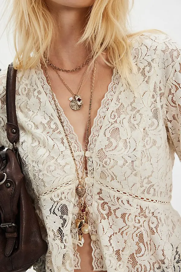 Free People Luelle Layer Necklace - Burgundy