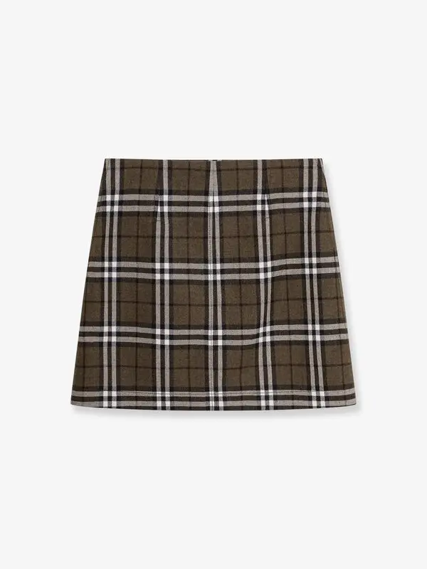 Burberry Virgin Wool Check Print Skirt