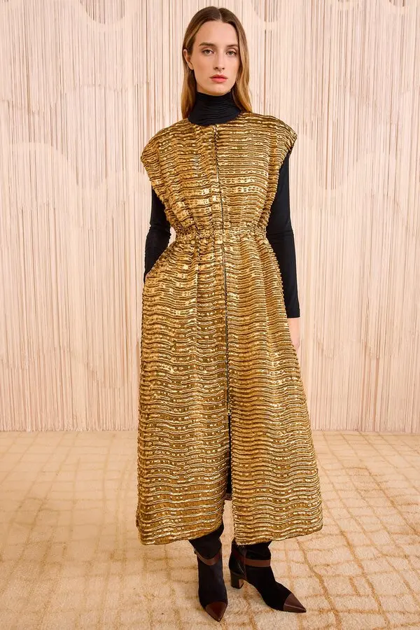 Ulla Johnson Agathe Metallic Short Sleeve Coat