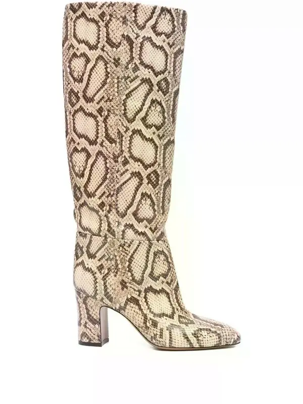 Paris Texas 80mm Python Print Leather Boots - Neutrals