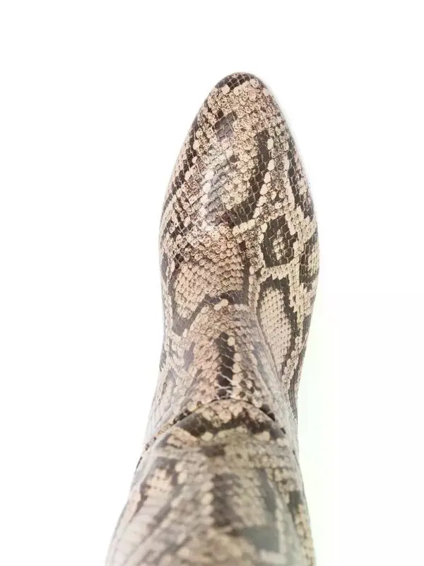 Paris Texas 80mm Python Print Leather Boots - Neutrals