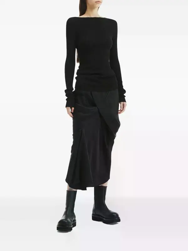 Rick Owens Draped Asymmetrical Midi Skirt