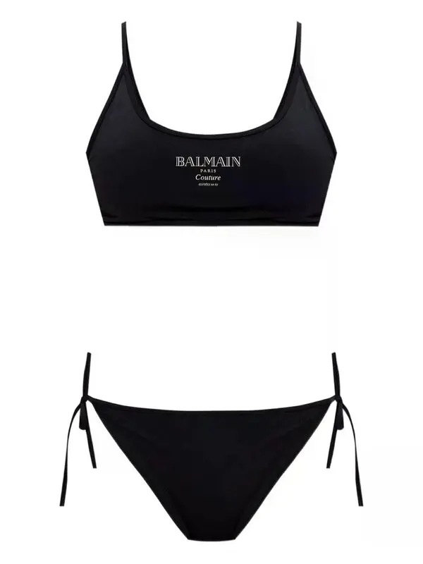 Balmain Logo-print Tie-side Bikini - Black