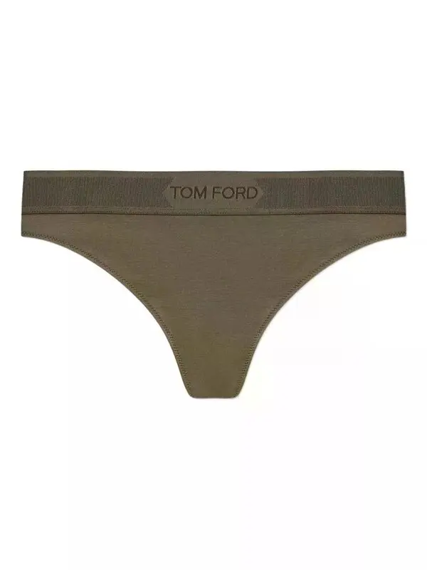 TOM FORD Logo-embellished Thong - Green