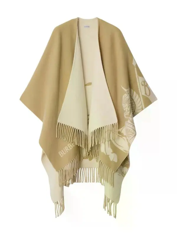 Burberry Ekd Wool Blend Cape - Neutrals