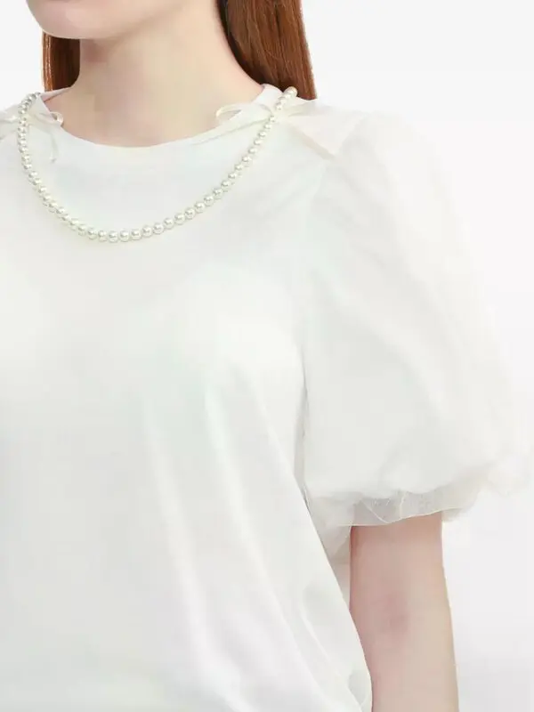 Simone Rocha Pearl-embellished Puff-sleeve Top