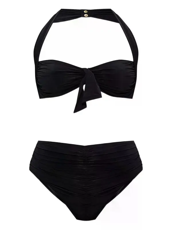 Balmain Halterneck Ruched Bikini - Black